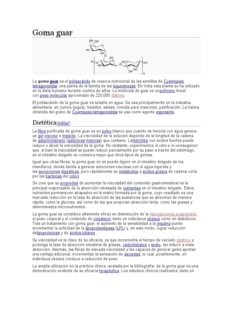 Beneficios Y Usos De La Goma Guar Pdf Salud Y Bienestar Medicina