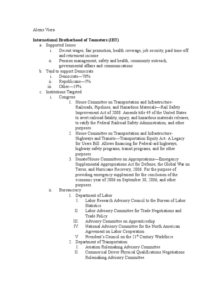 International Brotherhood of Teamsters (IBT) | PDF | Democratic Party ...