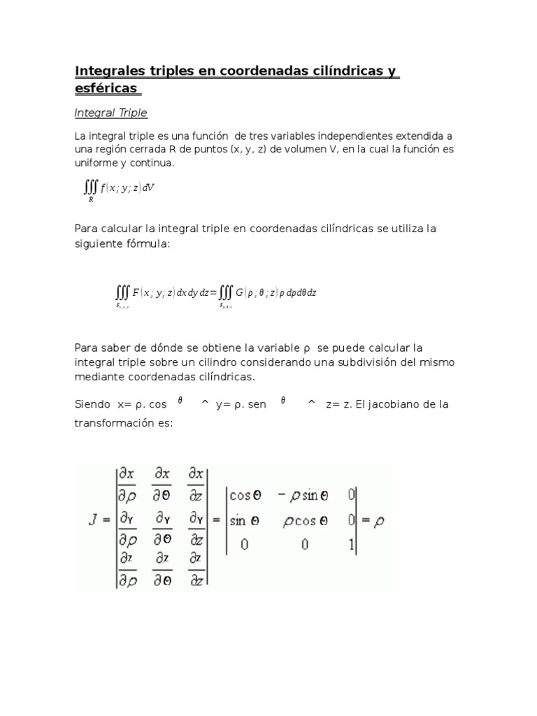 Integrales Triples en Coordenadas Cilíndricas y Esféricas | PDF ...