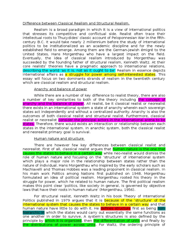 Classical vs Structural Realism Explained | PDF | International ...
