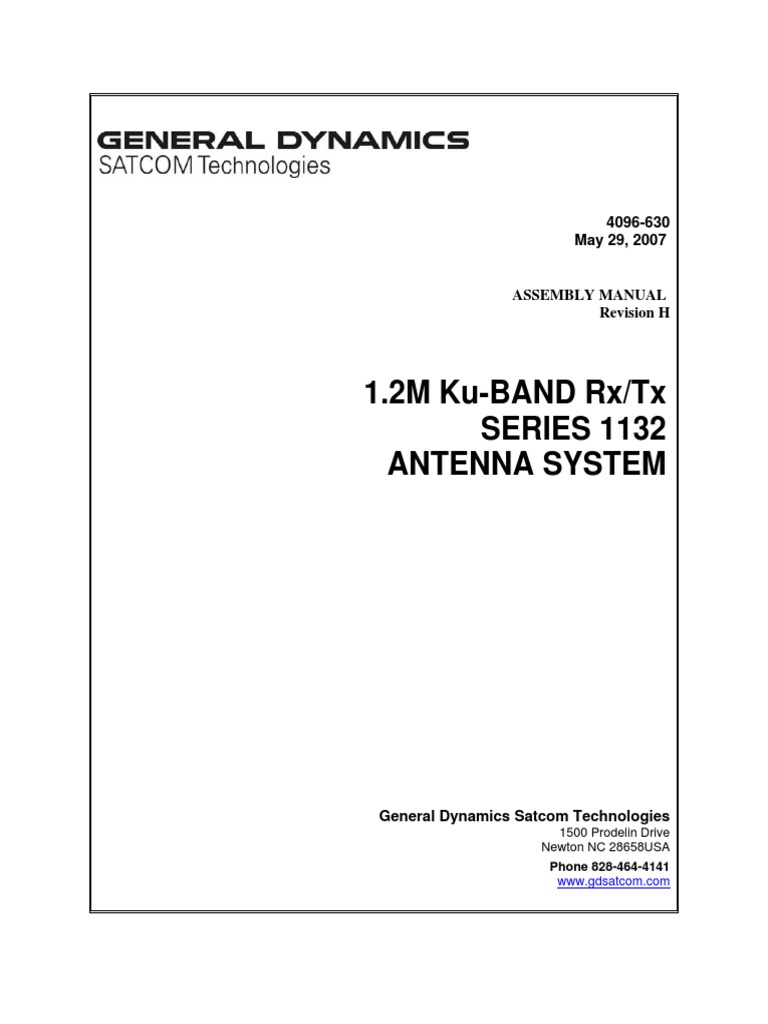 Prodelin 1.2M Ku-Band Antenna Manual | PDF | Screw | Communications ...