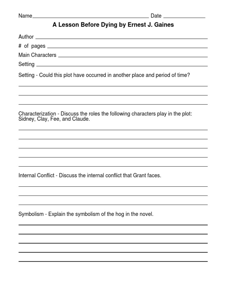 A Lesson Before Dying | PDF