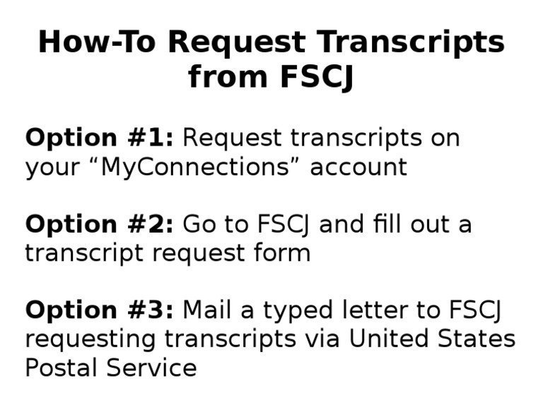 Requesting Transcripts from FSCJ | PDF