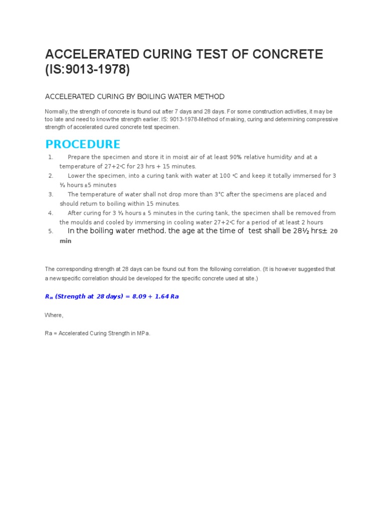 Accelerated Curing Test | PDF | Sand | Cement