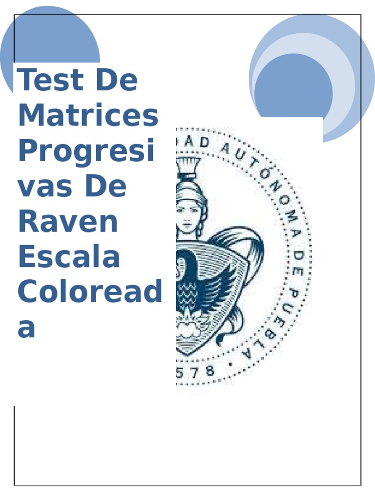 Test de Matrices Progresivas de Raven Escala Coloreada | PDF | Analogía ...