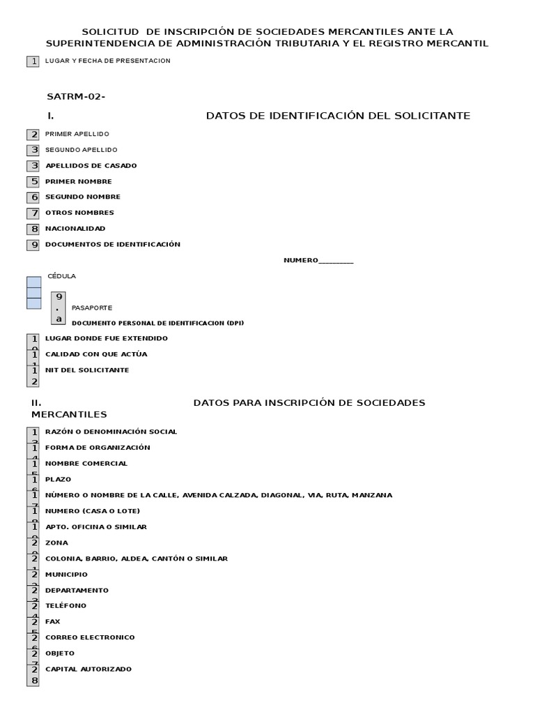 Solicitud de Inscripción de Sociedades Mercantiles Ante La Superintendencia de Administración ...