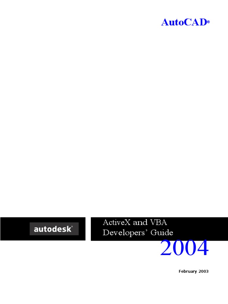 Autocad 2004 ActiveX and VBA Developer - S Guide | PDF | Visual Basic For Applications | Auto Cad