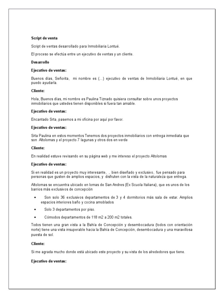 Script de Venta | PDF | Cliente