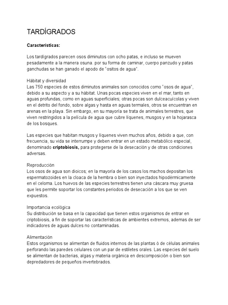 Tardígrados | PDF | Taxa | Organismos