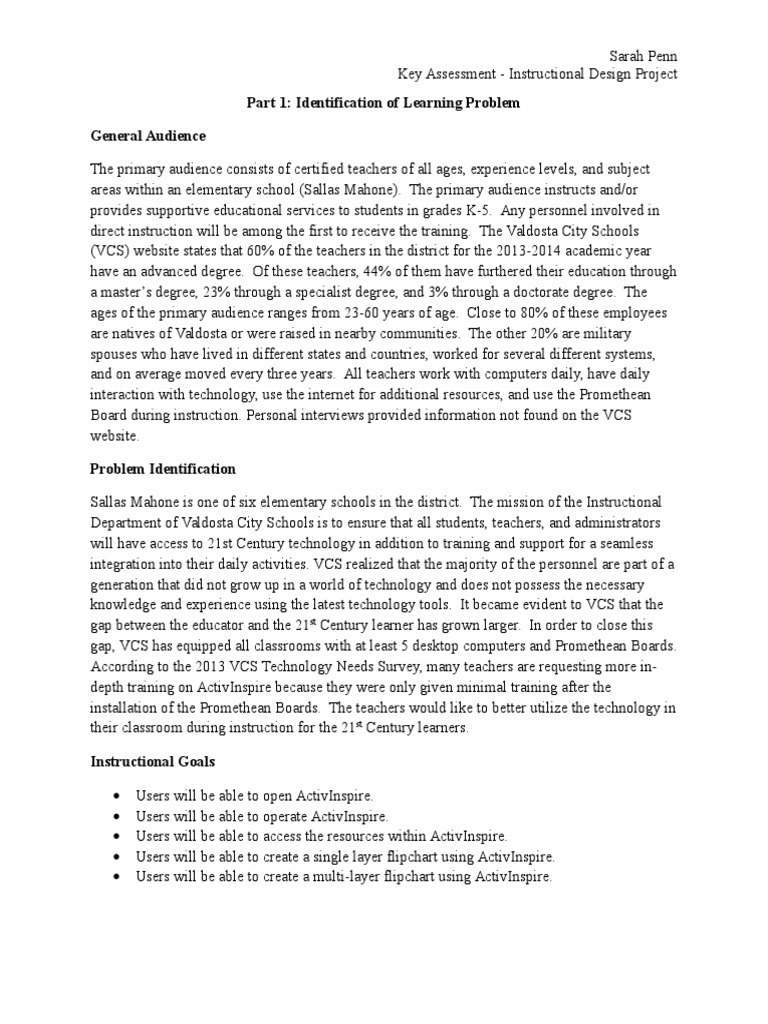 Instructional Design Project | PDF | Educational Assessment ...