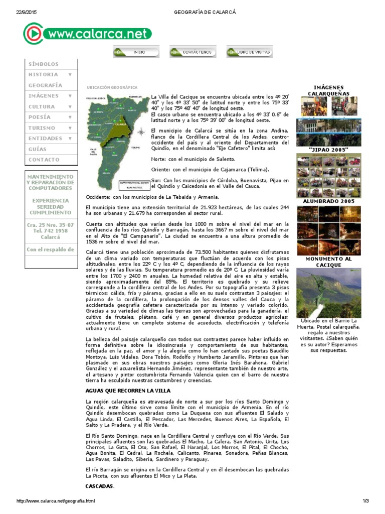 Descripción geográfica completa de Calarcá, incluyendo su ubicación ...