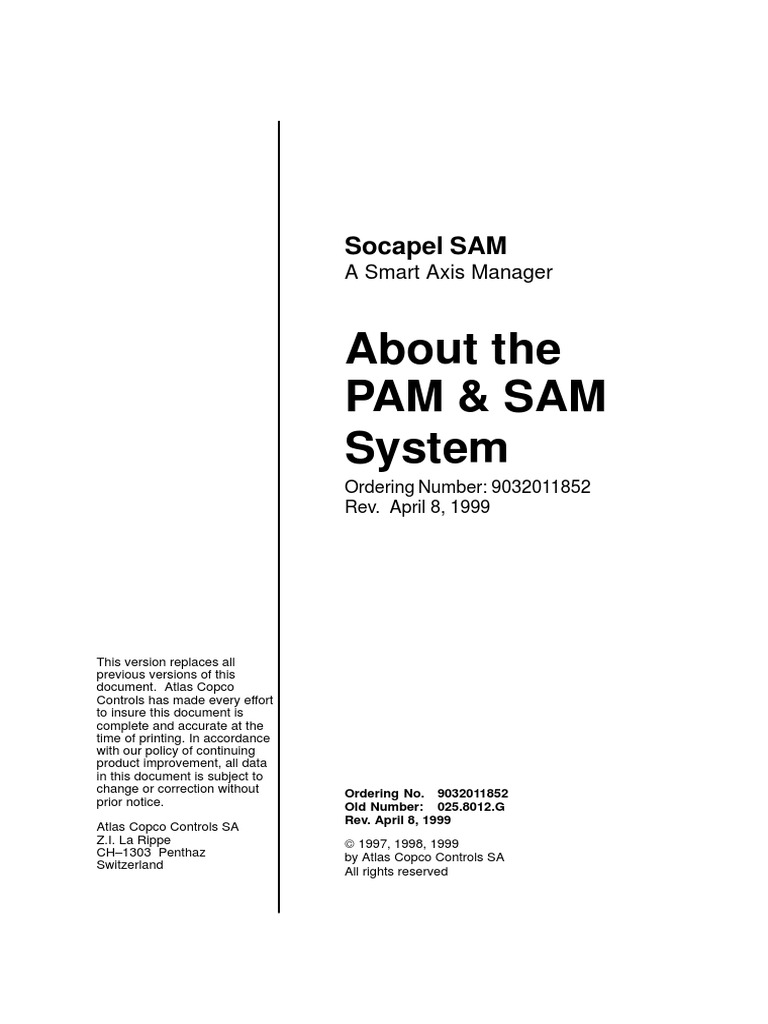 Atlas Copco - About The PAM & SAM System | PDF | Cable | Cartesian ...