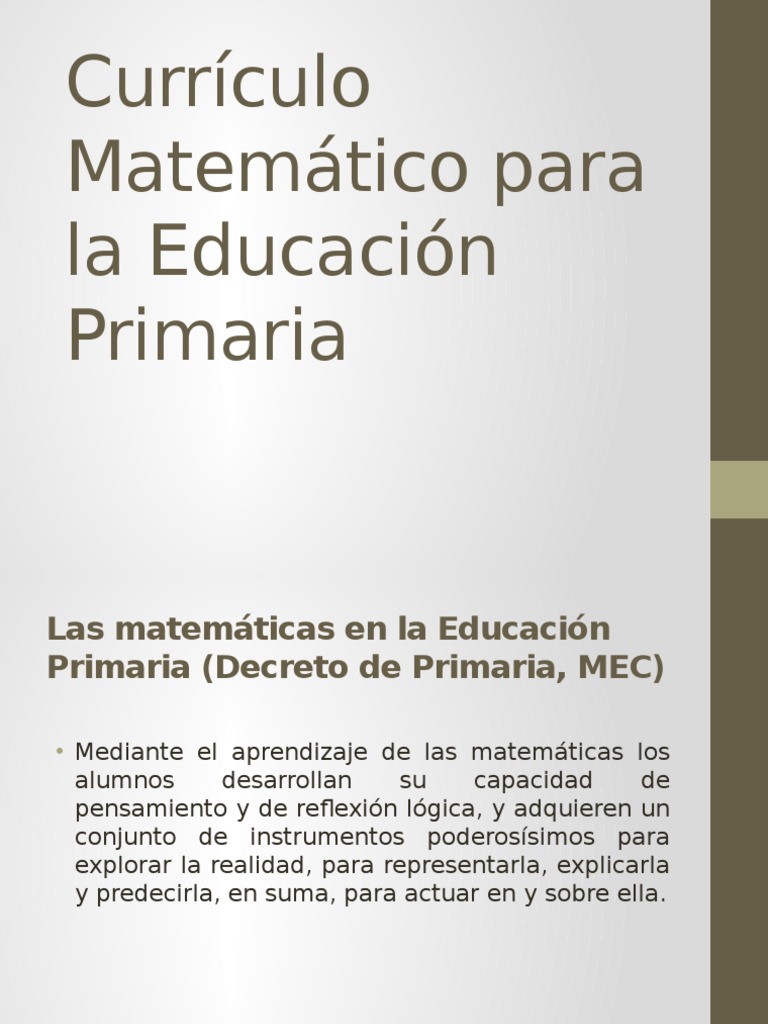 Currículo de Matemáticas en Primaria | PDF | Plan de estudios ...