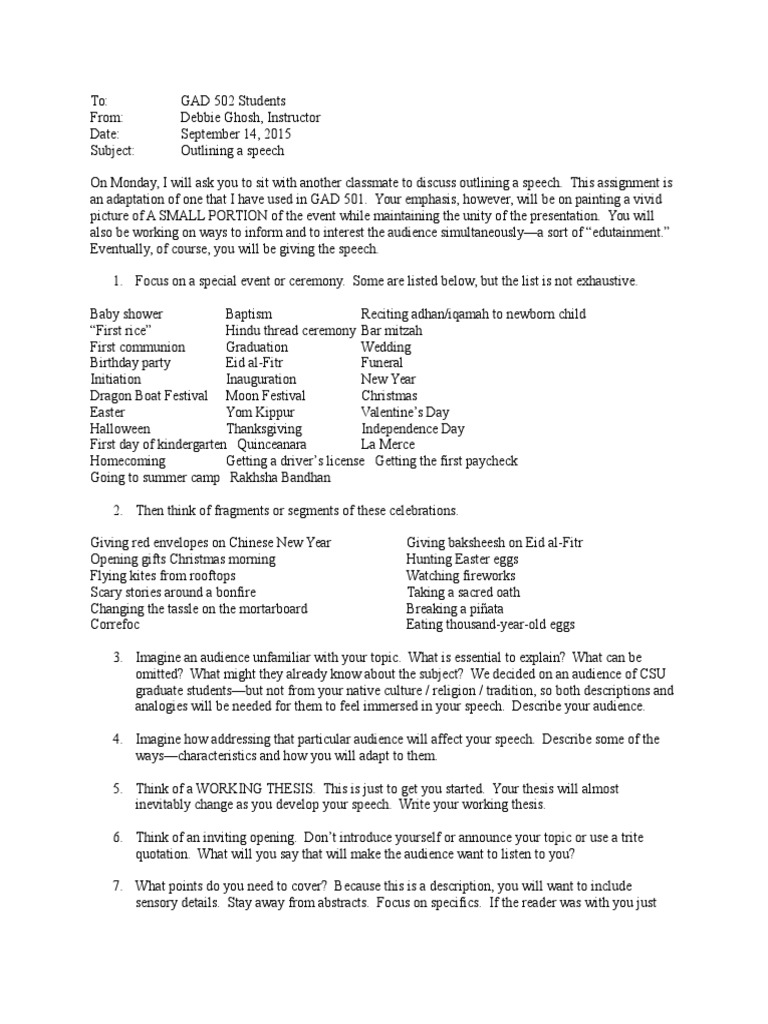 Thanksgiving Speech Outline | PDF | Thesis | Prayer