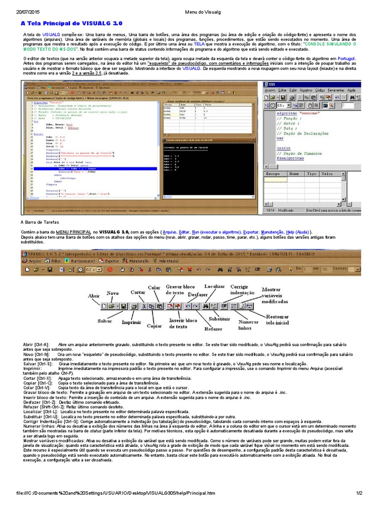 Menu Do Visualg Autalizado | PDF | Algoritmos | Dados