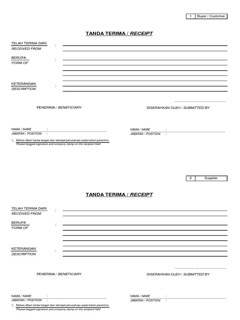 Template Tanda Terima Barang | PDF