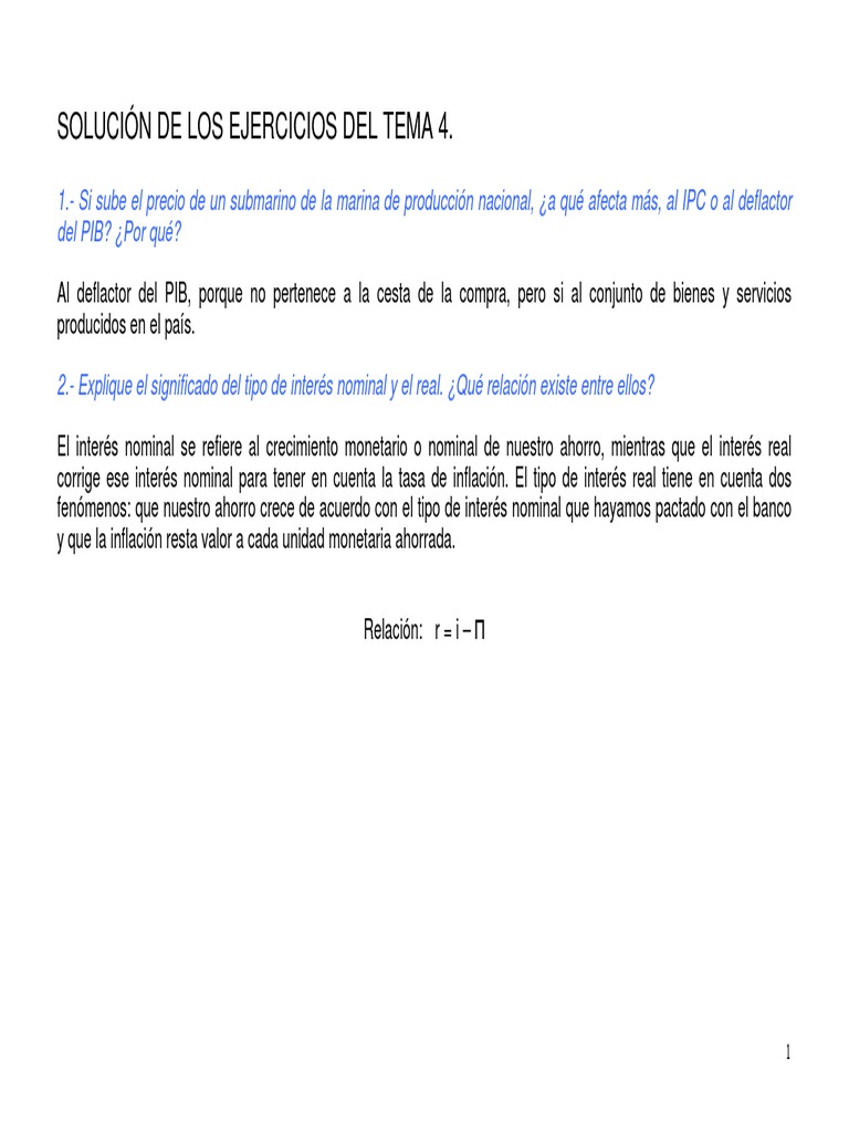 SEE Soluc Ejercicios TEMA 4 | PDF | Producto Interno Bruto | Desempleo