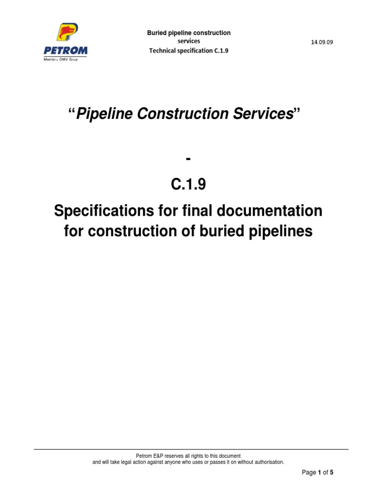 Buried Pipeline Construction Specs | PDF | Specification (Technical ...