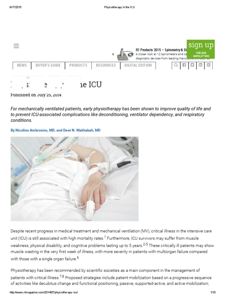 Physiotherapy in The ICU | PDF | Intensive Care Medicine | Physical Therapy