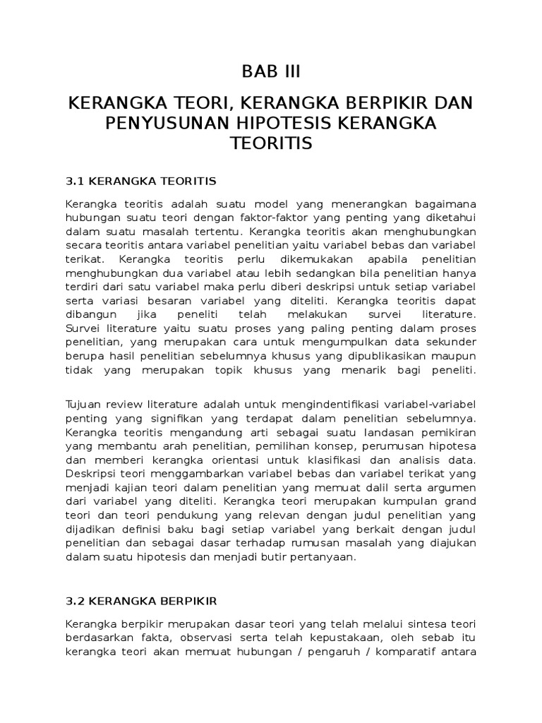 Kerangka Teori, Kerangka Berpikir Dan Penyusunan Hipotesis Kerangka ...