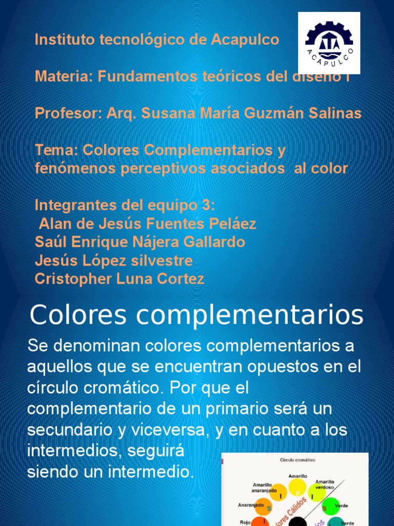 Colores Complementarios y Percepción del Color | PDF | Azul | Color