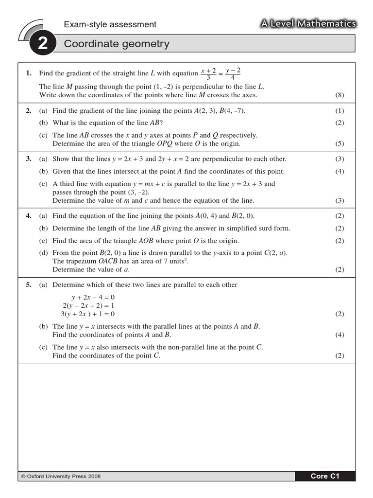 Alevel C1C2 | PDF | Circle | Line (Geometry)
