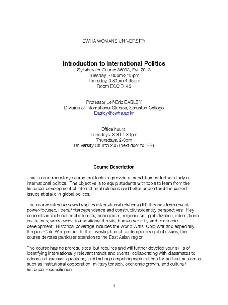Introduction To International Politics | PDF | International Relations ...