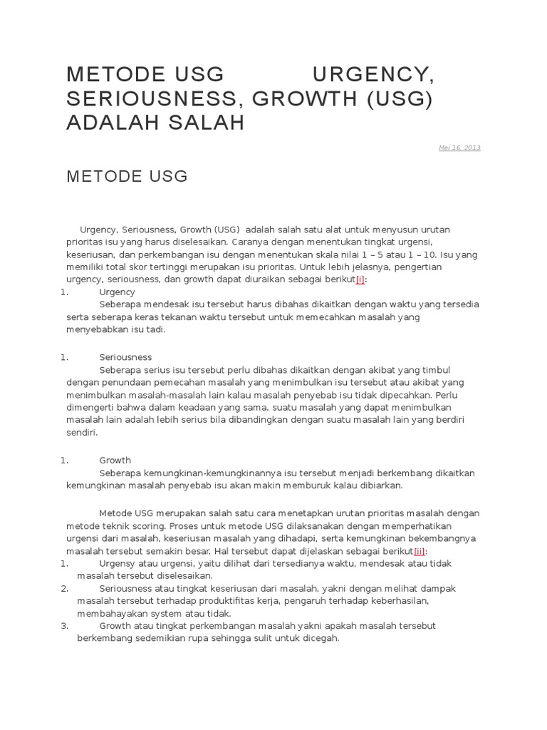 Metode USG | PDF | Bisnis
