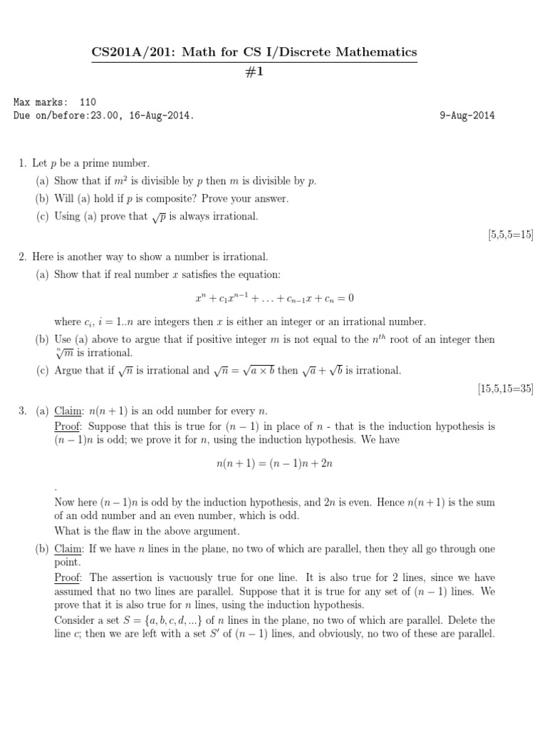 CS201A/201: Math For CS I/Discrete Mathematics #1 | PDF | Numbers ...