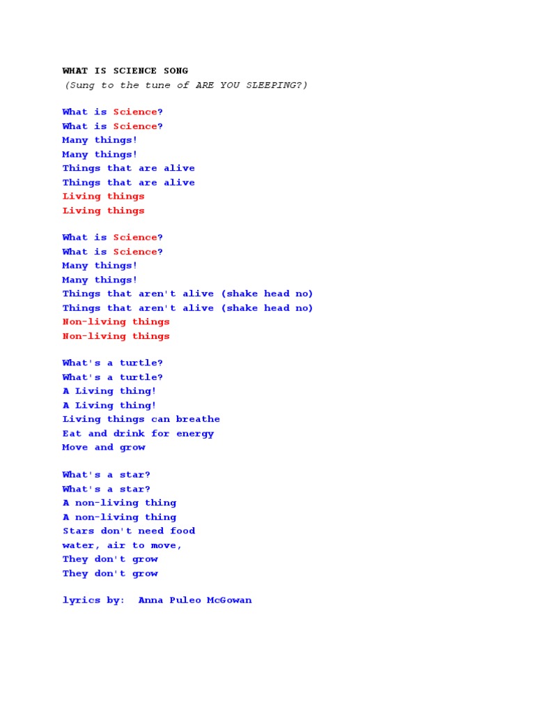 Living vs Non-Living Things Song | PDF