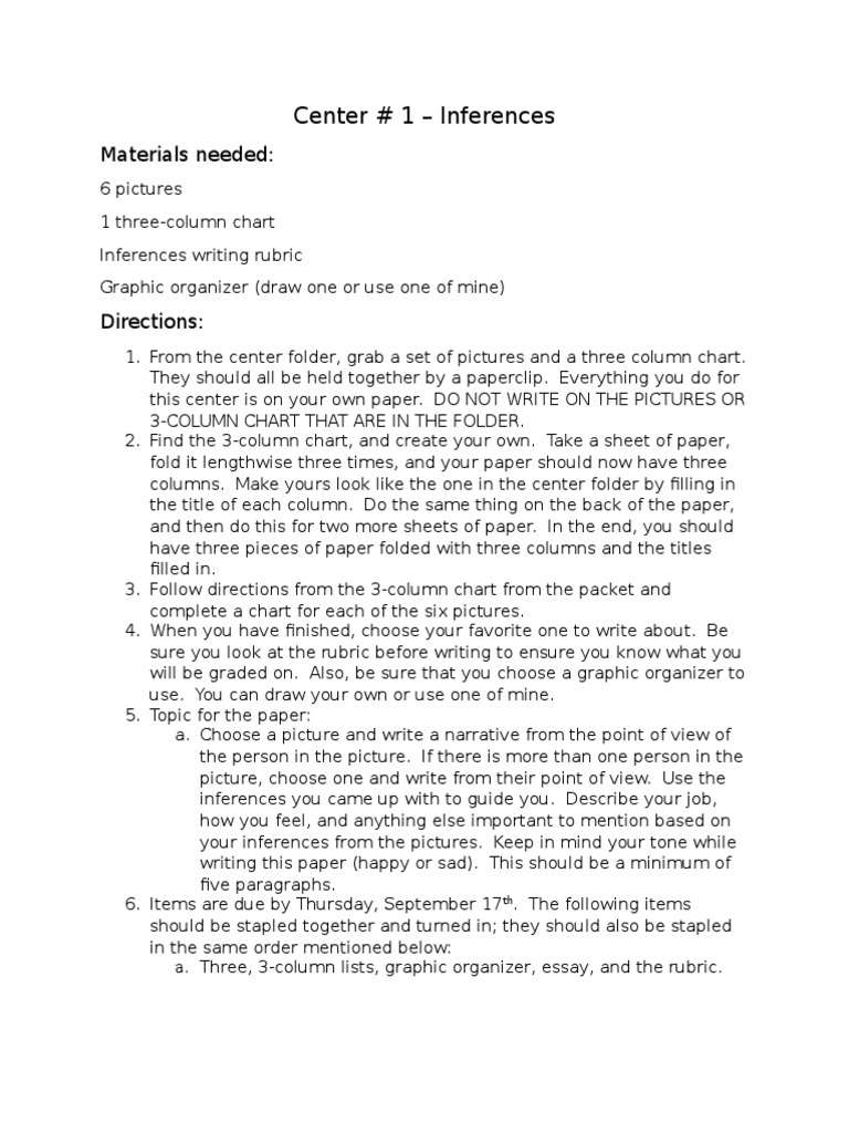 Inference Writing Activity Guide | PDF