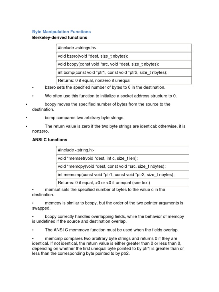 Byte Manipulation Functions | PDF | Integer (Computer Science) | Pointer (Computer Programming)