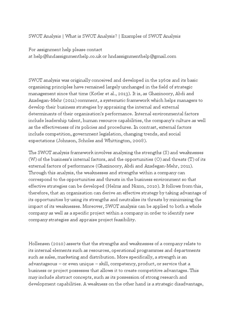 SWOT Analysis | PDF | Swot Analysis | Corporate Social Responsibility