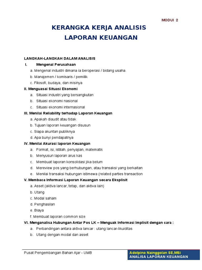 TOR Analisa Lap Keuangan | PDF