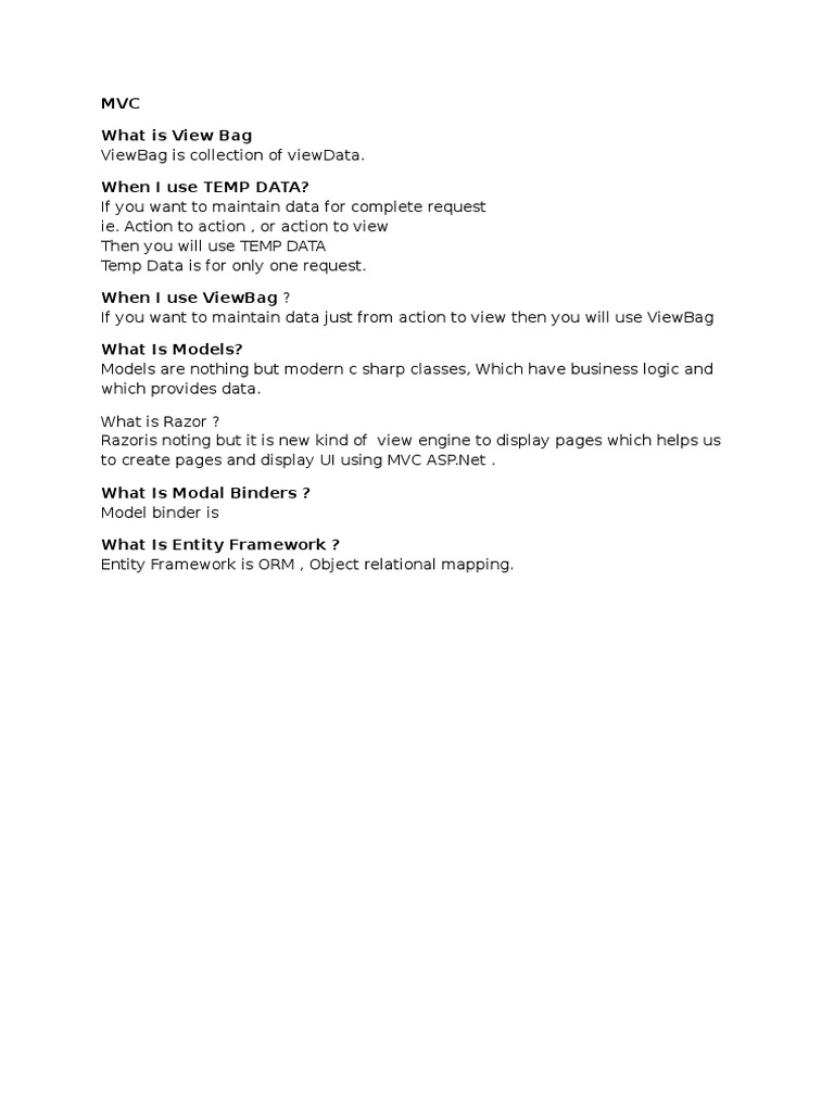 Mvc Viewbag Tempdata Models And Razor Pdf Constructor Object Oriented Programming
