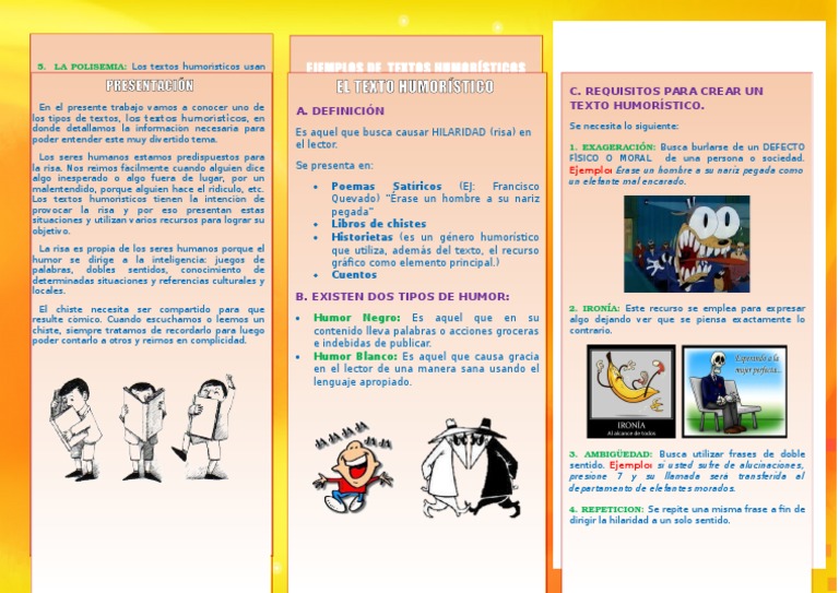 TRIPTICO TEXTOS HUMORISTICOS | Humor | Risa