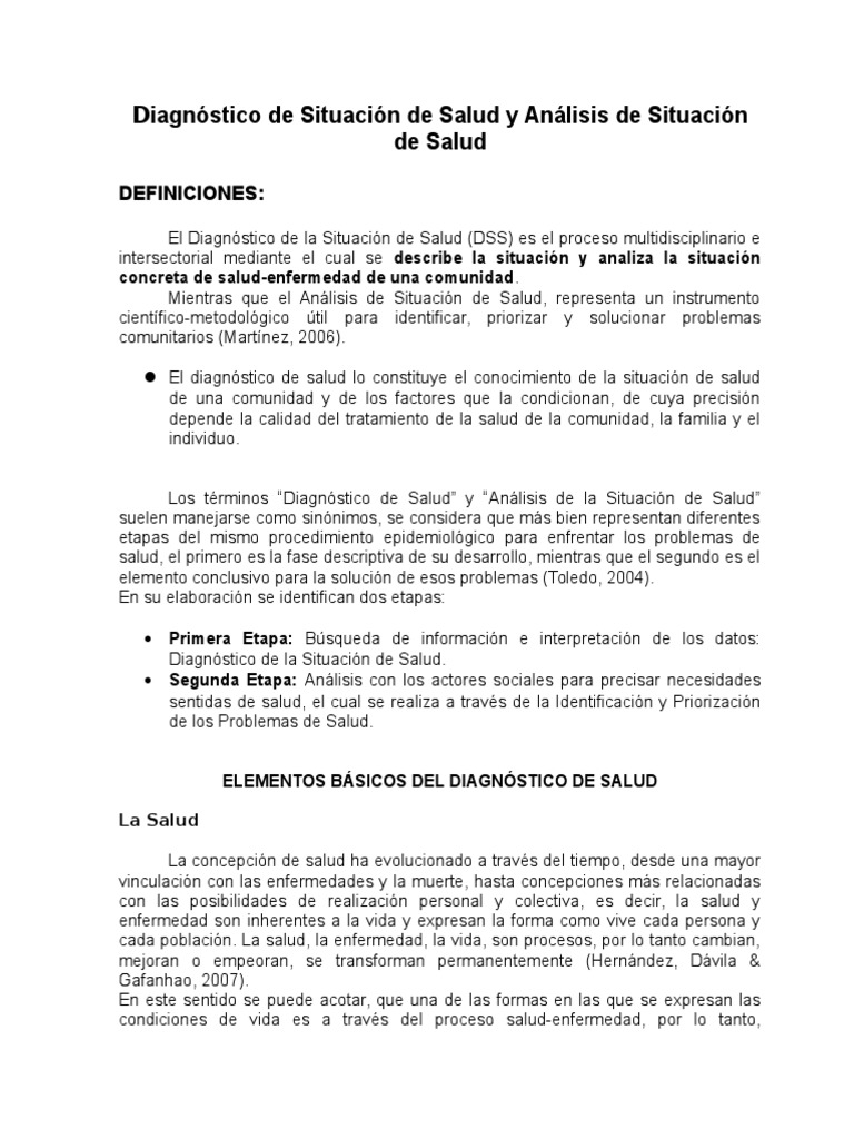 Diagnostico Situacional de Salud | PDF | Análisis FODA | Sociedad
