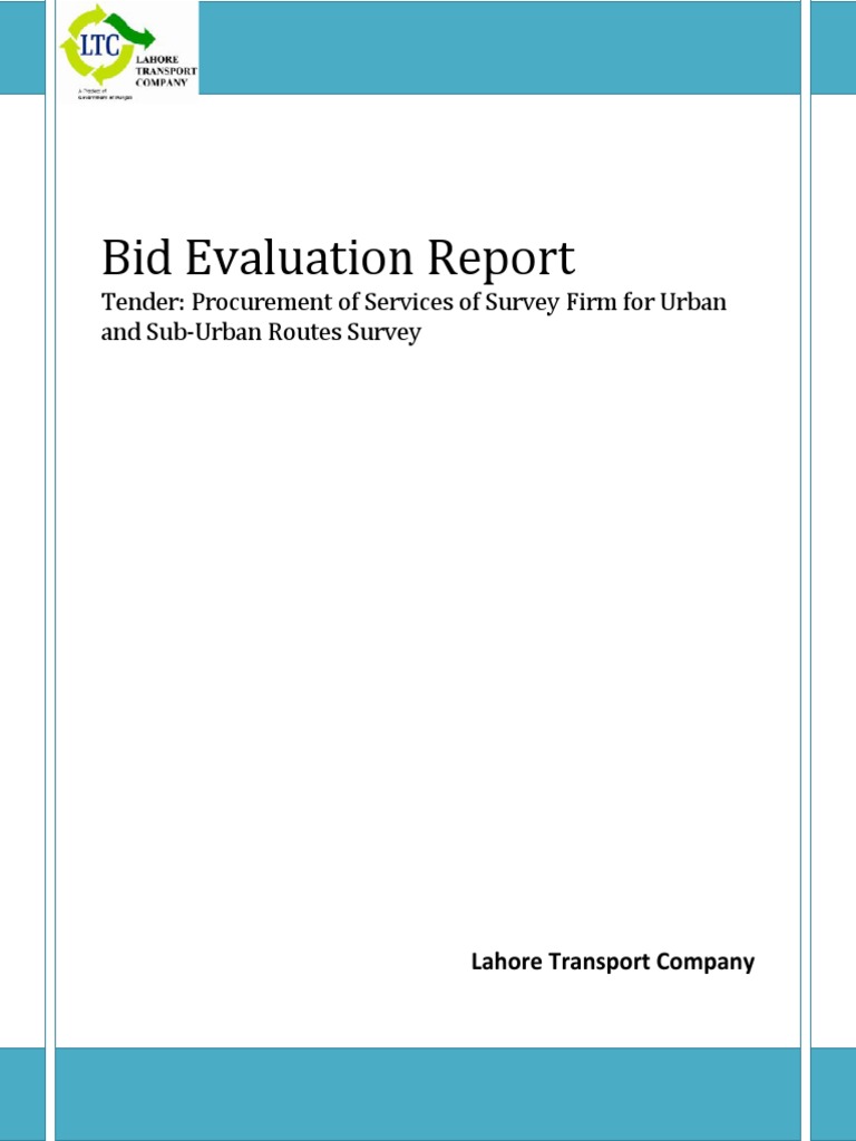 Bid Evaluation Report | PDF | Procurement | Evaluation