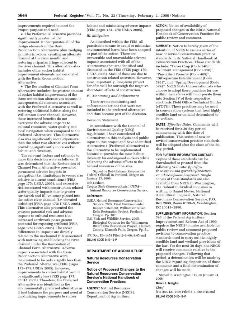 Notice: Environmental Statements Record of Decision: National Handbook ...