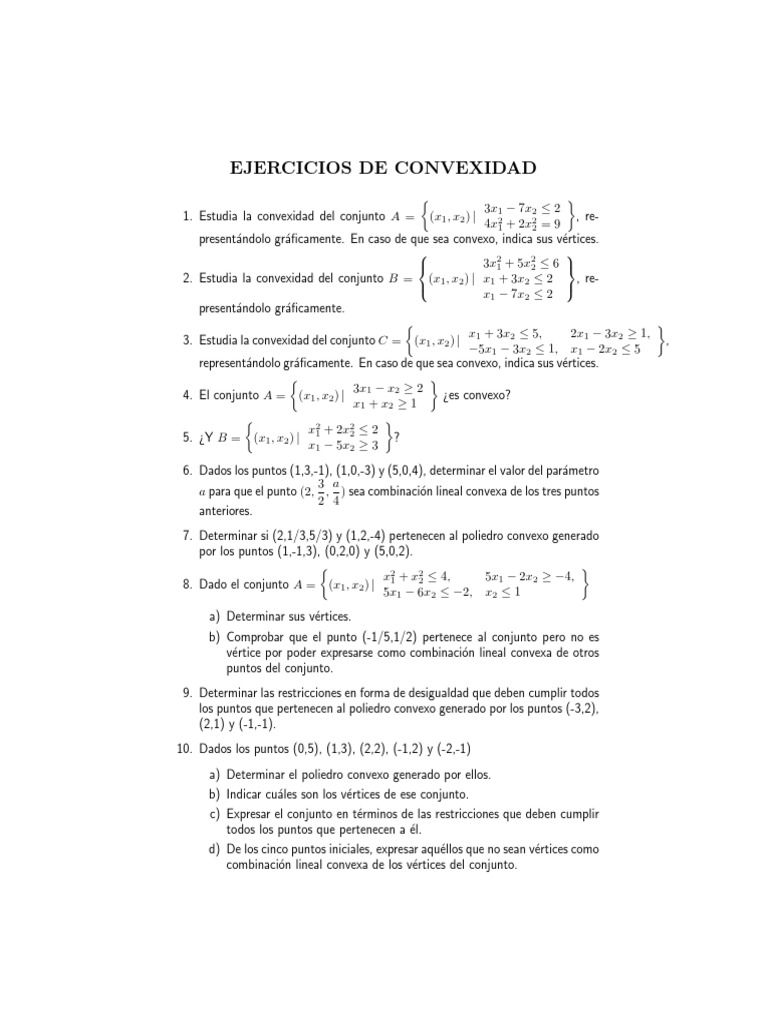 Ejercicios de Convexidad y Análisis | PDF