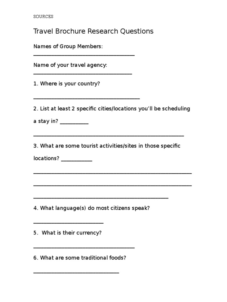 Travel Brochure Research Guide | PDF