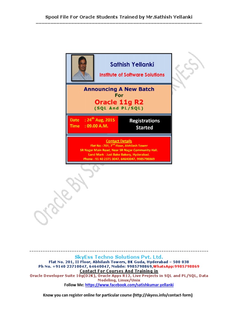 Satish Yellanki August 2107 AM | PDF | Oracle Corporation | Data ...
