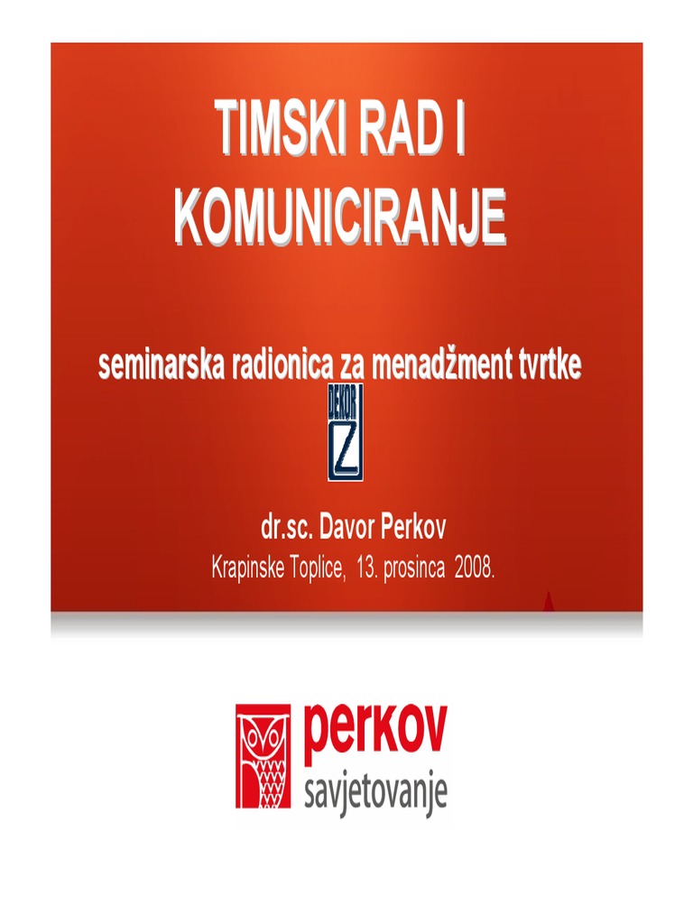 Timski Rad I Komunikacija | PDF