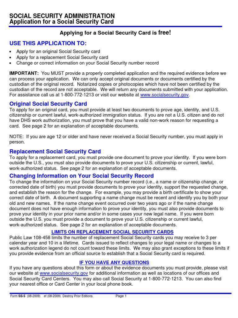Social Security Administration Application For A Social | PDF