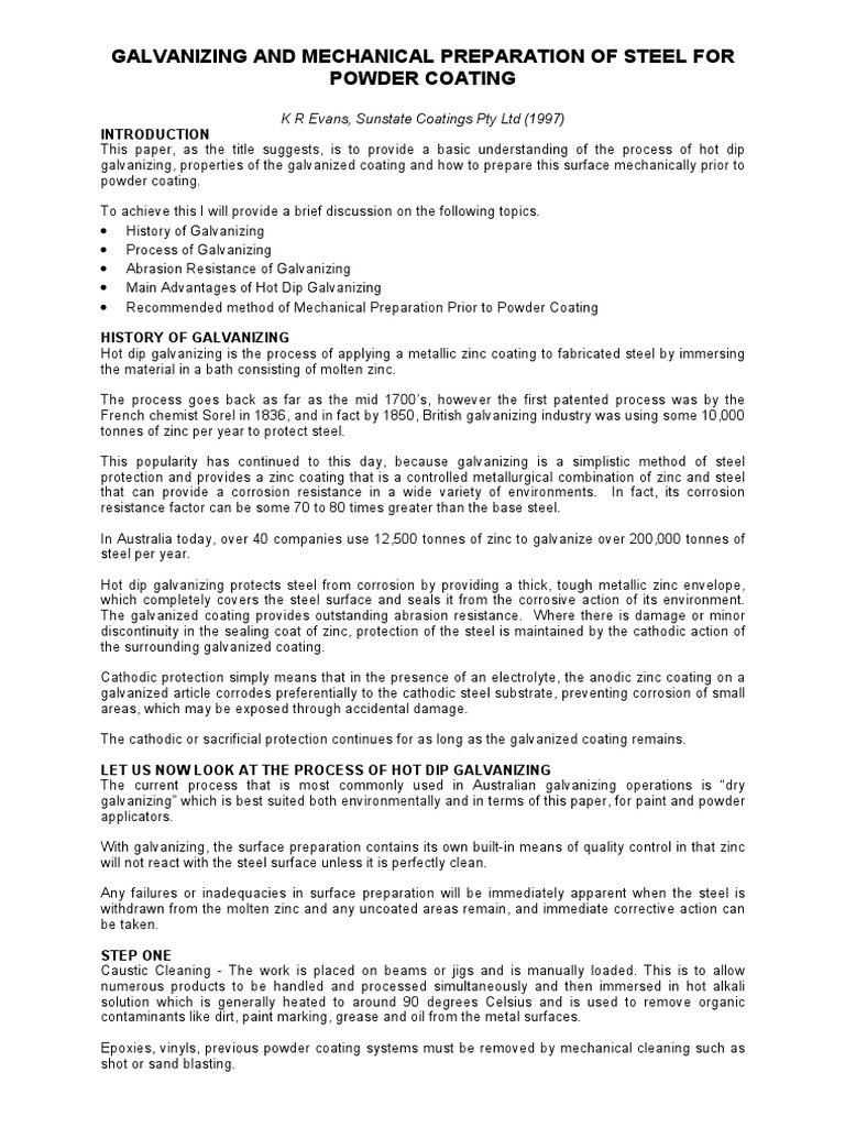 Galvanizing and Mechanical Preparation of Steel - 1 | PDF ...