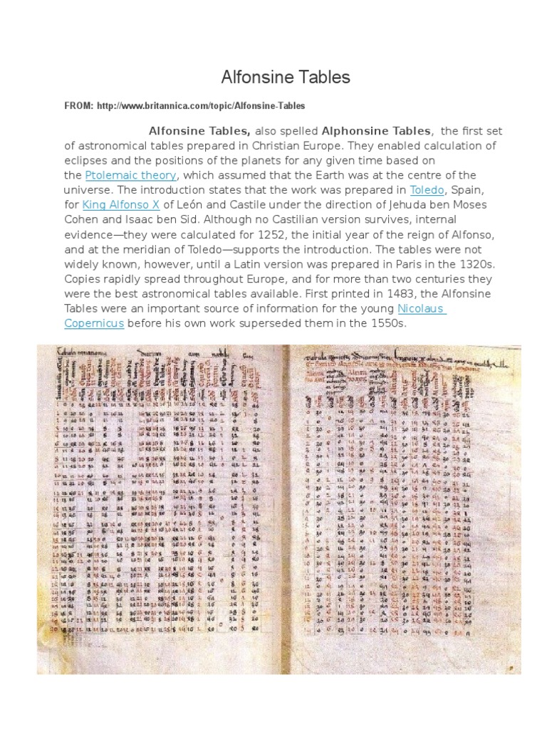 Alfonsine Tables | PDF | Sky Regions | Astrology