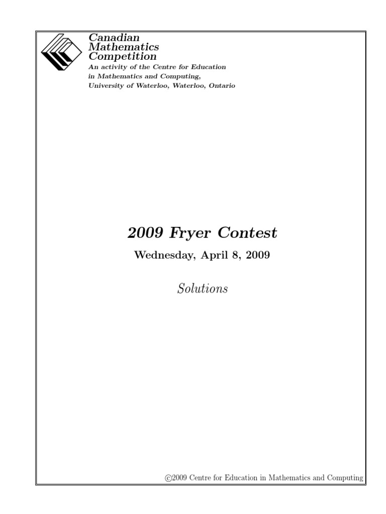 2009 Fryer Solution | PDF | Fraction (Mathematics) | Elementary Geometry