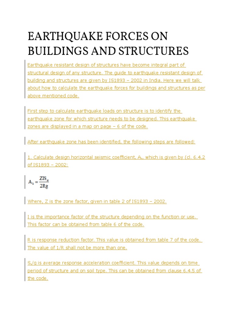 Calculate Earthquake Forces On Buildings and Structures | PDF ...