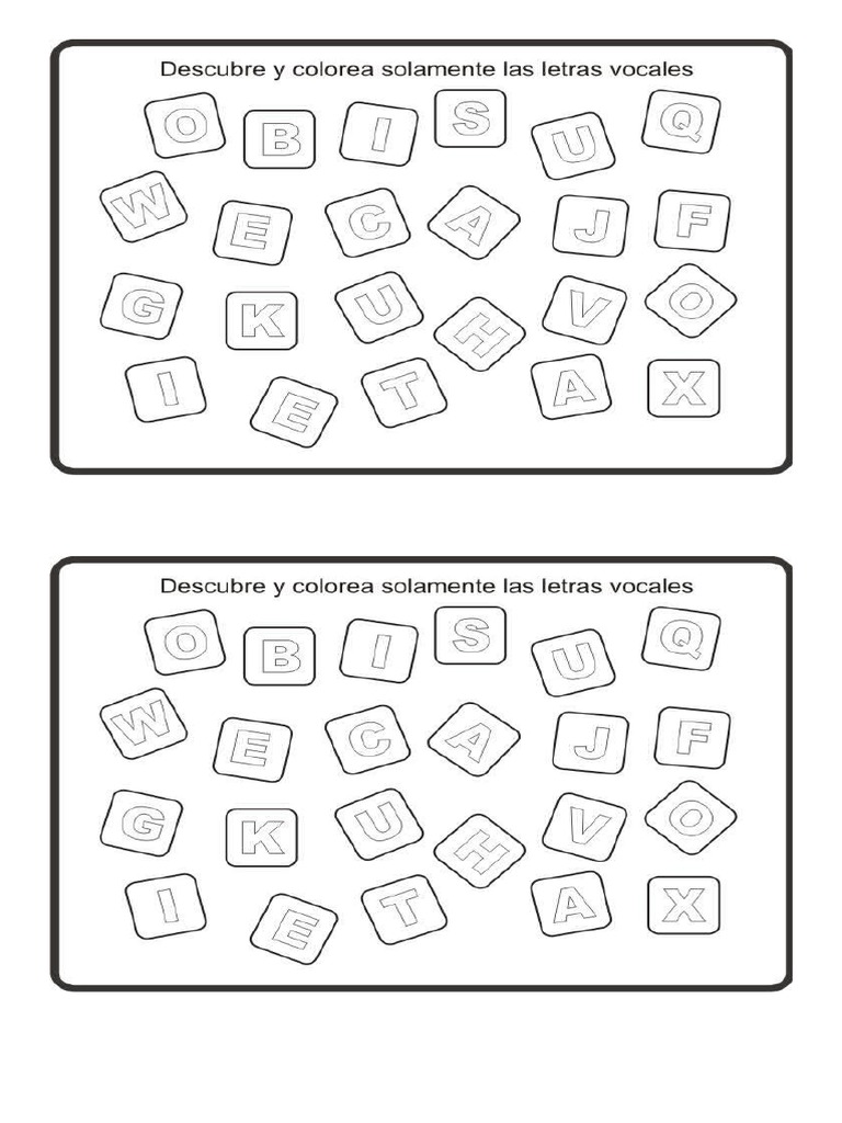 Descubre y Colorea Solamente Las Vocales | PDF