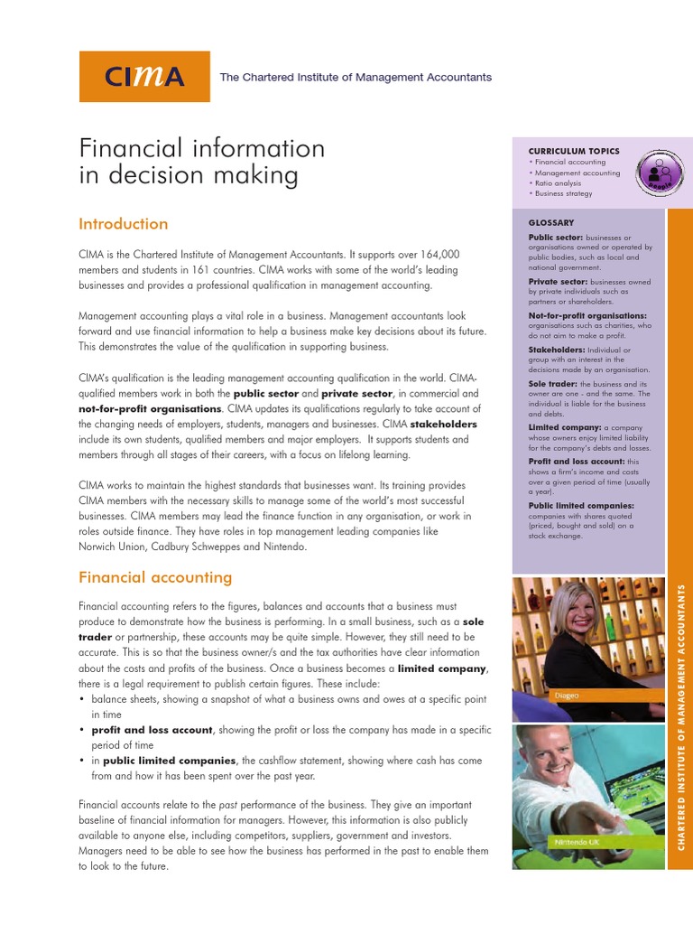 CIMA Financial Information in Decision Making | PDF | Management ...